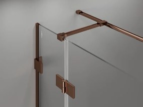 Mexen Lunar T, výklopný pravý sprchový kout 140 x 80 cm, 8mm čiré sklo, profil růžové zlato, 834T-140-080-60-00-P