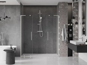 Mexen Velar L Duo, posuvné sprchové dveře do otvoru 200 cm, 8mm čiré sklo, broušená ocel, 871-200-003-02-97