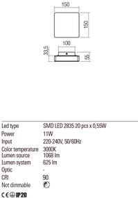 Redo Nástěnné LED svítidlo Tablet, d: 15cm Barva: Bílá