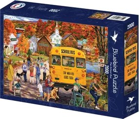 BLUEBIRD Puzzle Školní autobus / 2000 dílků / 98x69 cm