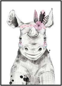 Plakát Nosorožec Rozměr plakátu: 30 x 40 cm, Varianta nosorožce: Nosorožec s kytičkou