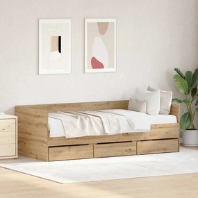 Daybed se zásuvkou Artisanový dub 90 x 190 cm Kompozitní dřevo 3333997