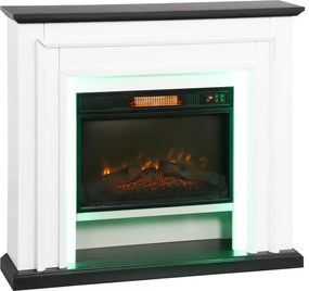 HOMCOM elektrický krb 1800W, dekorativní krbová replika s RGB LED světly, efekt plamene, krbový nástavec, 105 x 27 x 97 cm, černá