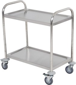 HOMCOM Nerezový Užitkový Vozík s Kolečky do Kuchyně s Přihrádkami a 2 Rukama pro Jídelnu a Obývací Pokoj 70,5x40,5x81 cm Stříbrná | Aosom