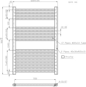 Novaservis - Koupelnový žebříkový radiátor 478W/230V 90x60 cm bílá rovný