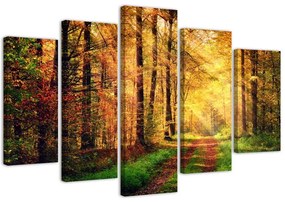 Gario Obraz na plátně Forest road - 5 dílný Rozměry: 100 x 70 cm