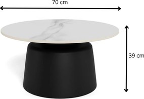 Konferenční stolek Santorini 70 cm černý/mramorově bílý
