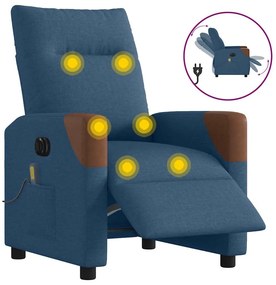 Elektrické masážní polohovací křeslo modré textil 3324004