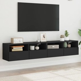 Nástěnné TV skříňky 2 ks černé 80 x 30 x 30 cm kompozitní dřevo