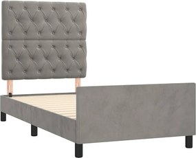 Rám postele bez matrace světle šedá 80 x 200 cm samet 3125904