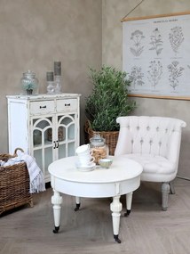 Krémová dřevěná komoda s prosklenými dvířky Old Satin- 70*32*92cm