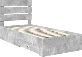 Rám postele s čelo Betonově šedá 90 x 190 cm Kompozitní dřevo 3412023