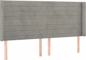 Box spring postel s matrací a LED světle šedá 200x200 cm samet 3139643