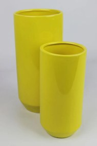Žlutá keramická kulatá váza 25 cm