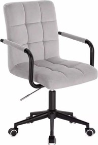 LuxuryForm DESIGN Otočná židle VERONA BLACK VELUR na černé podstavě s kolečky - světle šedá