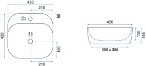 Rea Luiza umyvadlo, 43 x 43 cm, šedá matná, REA-U9610