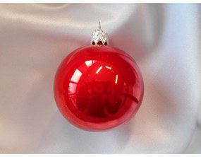 Vánoční koule 10 cm - porcelán SET/4ks - červená lesklá