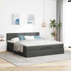 Osmanský rám postele s matrací tmavě šedá 180x200cm textil 3311395