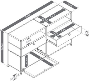 Tchibo - Kovová odkládací skříňka »Cn3« se 2 výklopnými dvířky - barva: bílá
