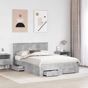 Rám postele s čelo Betonově šedá 160 x 200 cm Kompozitní dřevo 3408241