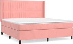 Box spring postel s matrací růžová 160x200 cm samet 3132812