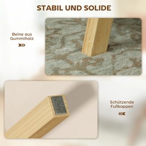 HOMCOM Sedací taburet, stolek s měkkým sedákem, dřevěné nohy, podnožka s kordurovým potahem, krémově bílá