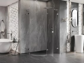 Mexen Lunar, L pravý půlkruhový sprchový kout 100 x 80 cm, 8mm čiré sklo, chromový profil, 833L-100P-080L-01-00