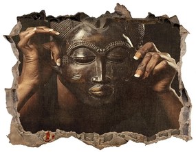 Wallmuralia Díra 3D fototapeta na stěnu Africká maska 95x64 cm