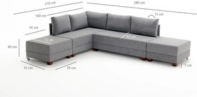 Atelier del sofa Rohová pohovka FLY šedá levý roh 280 cm 825BLC1006