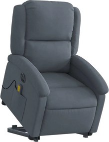 Elektrické zvedací masážní polohovací křeslo tmavě šedé samet 3204334