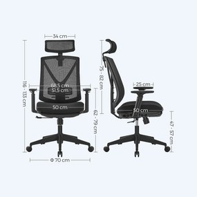 Ergonomická kancelářská židle s podnožkou, maximální nosnost 150 kg, černá