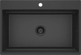 Deante Magnetic, 1-komorový granitový dřez 760x520x220mm, grafitová metalíza, DEA-ZRM_G10B