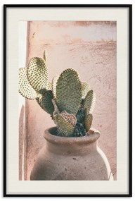 Plakát Kaktus v keramickém květináči - jehličnatá rostlina v hlinité nádobě