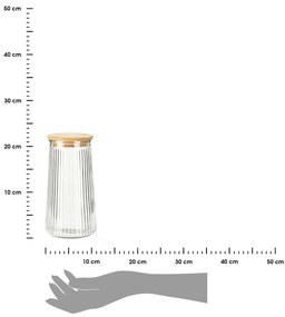 Skleněná dóza na potraviny Elegancia 1400 ml bambus/čirá