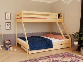 Tartak Meble Patrová postel ANAPURNA s rozšířeným spodním lůžkem 90x200 cm, 140x200 cm Zvolte barvu: Bílá, Zvolte šuplík: Bez šuplíku