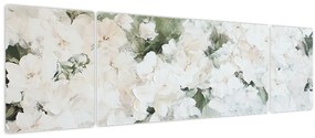 Obraz - Abstrakce bílých květů (170x50 cm)