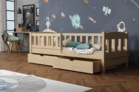 Dětská postel s úložným prostorem Bolek, Borovice přírodní,  80x180 cm