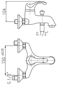 Faris Colonial - vanová baterie nástěnná, rozteč 150mm, bez příslušenství, bronz 7050.18