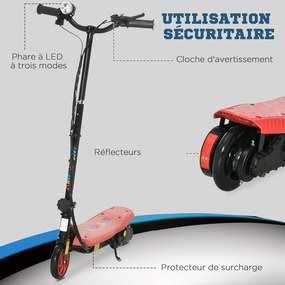 HOMCOM 120W skládací elektrický skútr pro děti 7-14 let Max. rychlost 12 km/h Max. vzdálenost 10 km - Červená