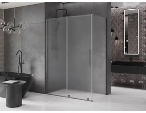 Mexen Velar, sprchový kout s posuvnými dveřmi 130 x 70 cm, 8mm sklo námraza, grafit broušený, 871-130-070-31-66