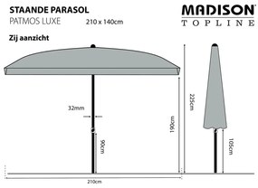 Madison Slunečník Patmos Luxe obdélníkový 210 x 140 cm ecru - Default Title