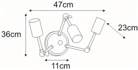 KEJO Nástěnné bodové designové osvětlení ZARA, 3xE27, 60W, černé K-8040-3