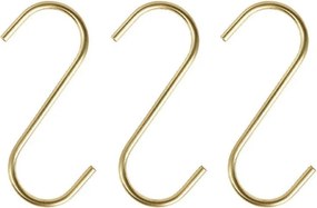 Závěsné háčky v sadě 3 ks nerezové v mosazné barvě Pieni – OYOY Living Design