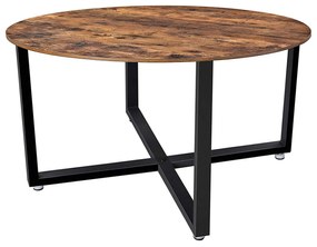 Kulatý konferenční stolek, 88 x 47 cm, rustikální hnědý, černý | VASAGLE