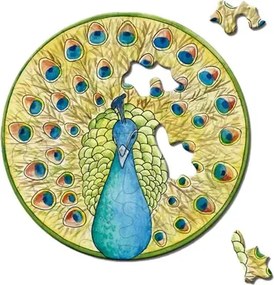 CURIOSI Kulaté puzzle Picoli: Páv / 33 dílků / průměr 9 cm