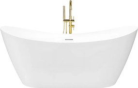 Rea Ferrano Slim, volně stojící vana 170x73 cm, bílá, zlatý matný click-clack, KPL-W7330