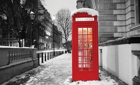 Postershop Fototapeta: Londýn (zimní telefonní budka) - 254x368 cm