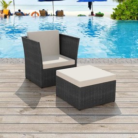 vidaXL Zahradní židle se stoličkou polyratan [41980] Barva: Černá
