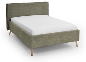 Tmavě zelená čalouněná dvoulůžková postel s úložným prostorem s roštem 140x200 cm Riva – Meise Möbel