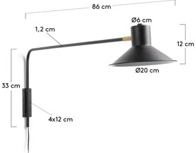 Černé nástěnné svítidlo ø 20 cm Aria – Kave Home